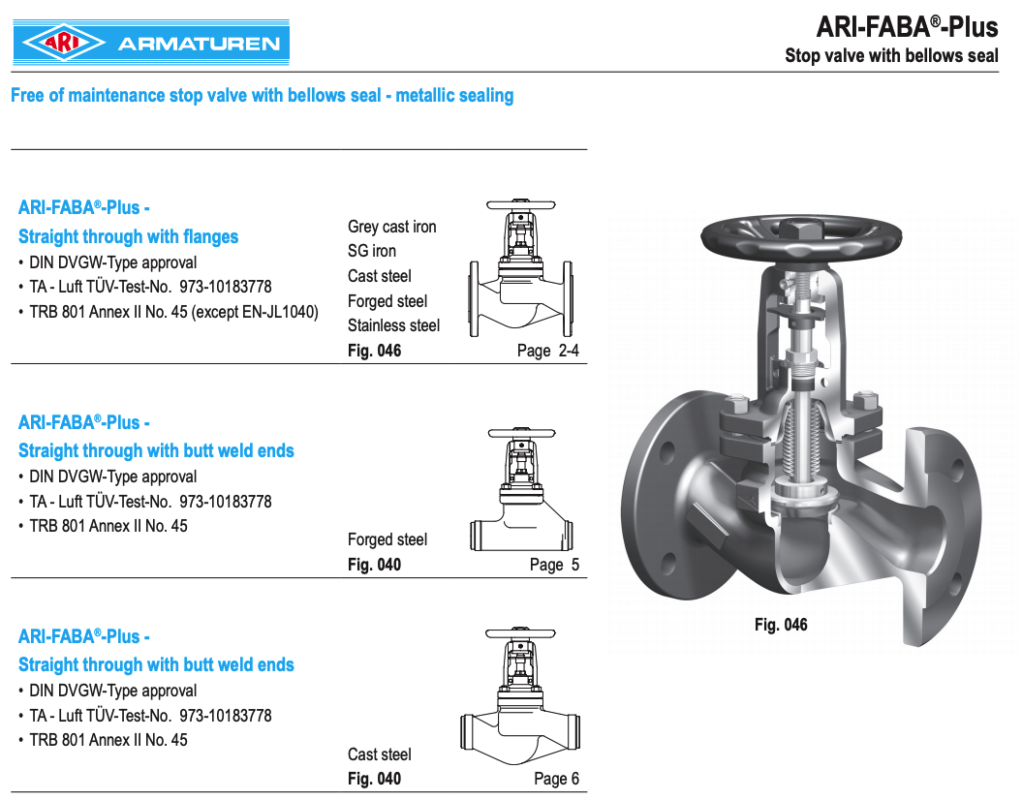 ARI-FABA® Plus Bellows Seal Gloge Valve - Y.O. GENERAL SUPPLY (1983) CO ...