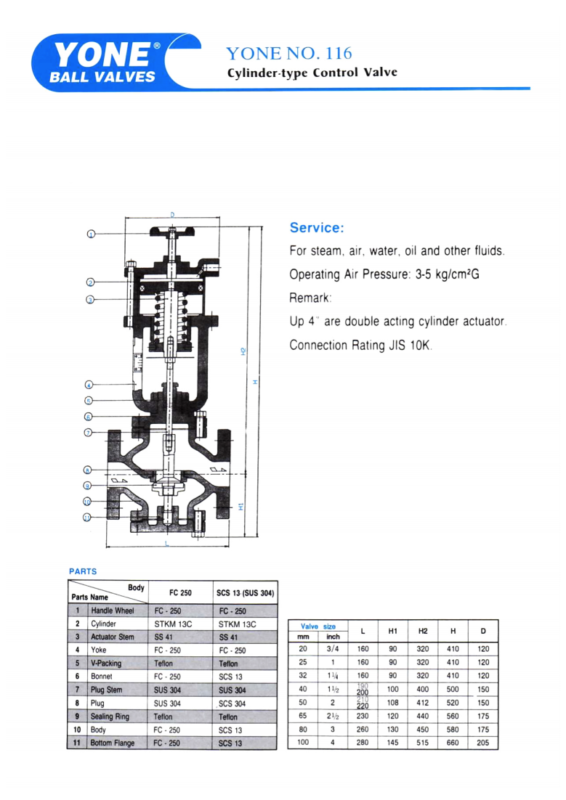 YONE Cylinder Type Ball Valve 116 - Y.O. GENERAL SUPPLY (1983) CO.,LTD.